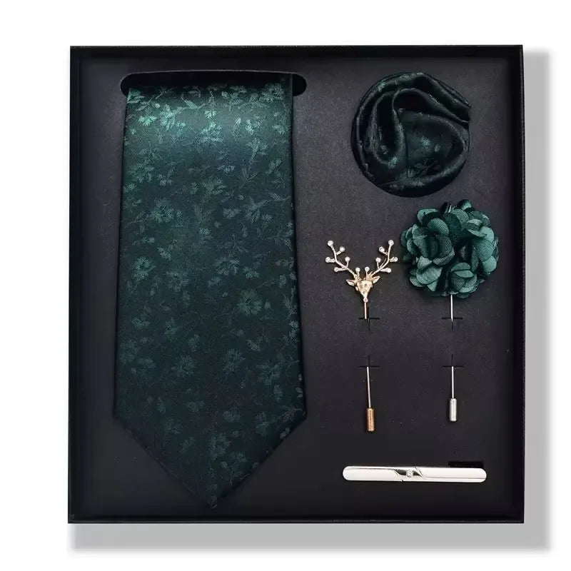 Mens Silk Tie Gift Set - 5 Piece Formal Accessories Kit for Men | Wehilion®