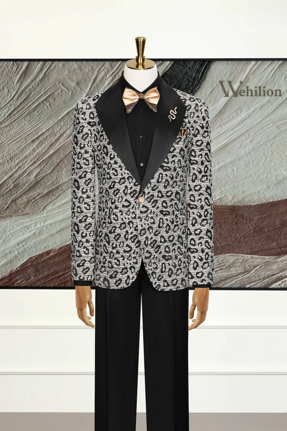 Men’s Leopard Print 2 Piece Suit – Slim Tuxedo Blazer & Pants for Prom ...