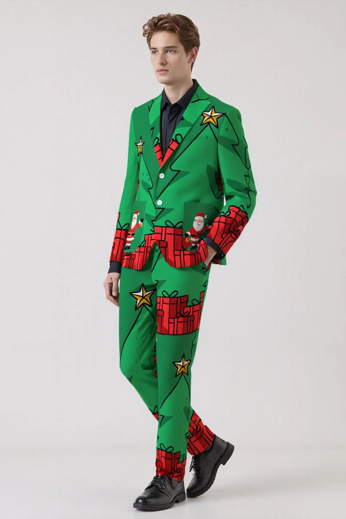 Merry-Toned Color Blocking Prom Suits For Men Christmas Suit For Men ...